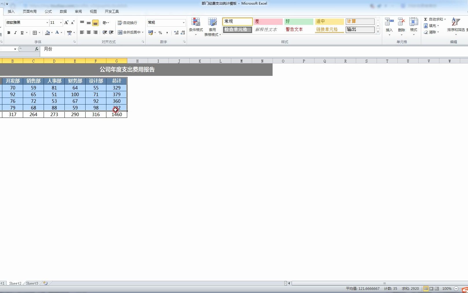 从0到1制作公司年度支出报表,按部门、季度一键生成图表数据