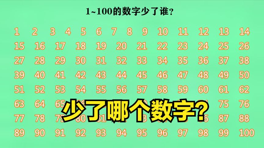 考眼力:1~100的数字中少写了哪个数字,看看你几秒能够发现