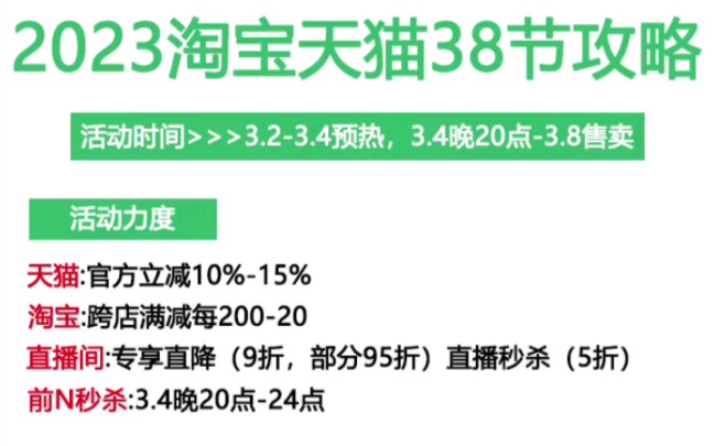 2023淘宝38节天猫38节大促满减立减规则
