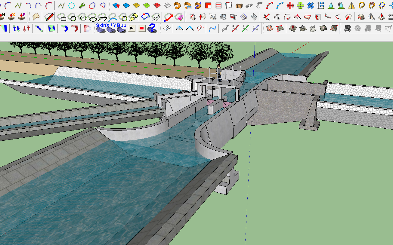 ...【sketchup】「跌水、倒虹吸、渡槽、矩形槽、交叉建筑物素模漫游」