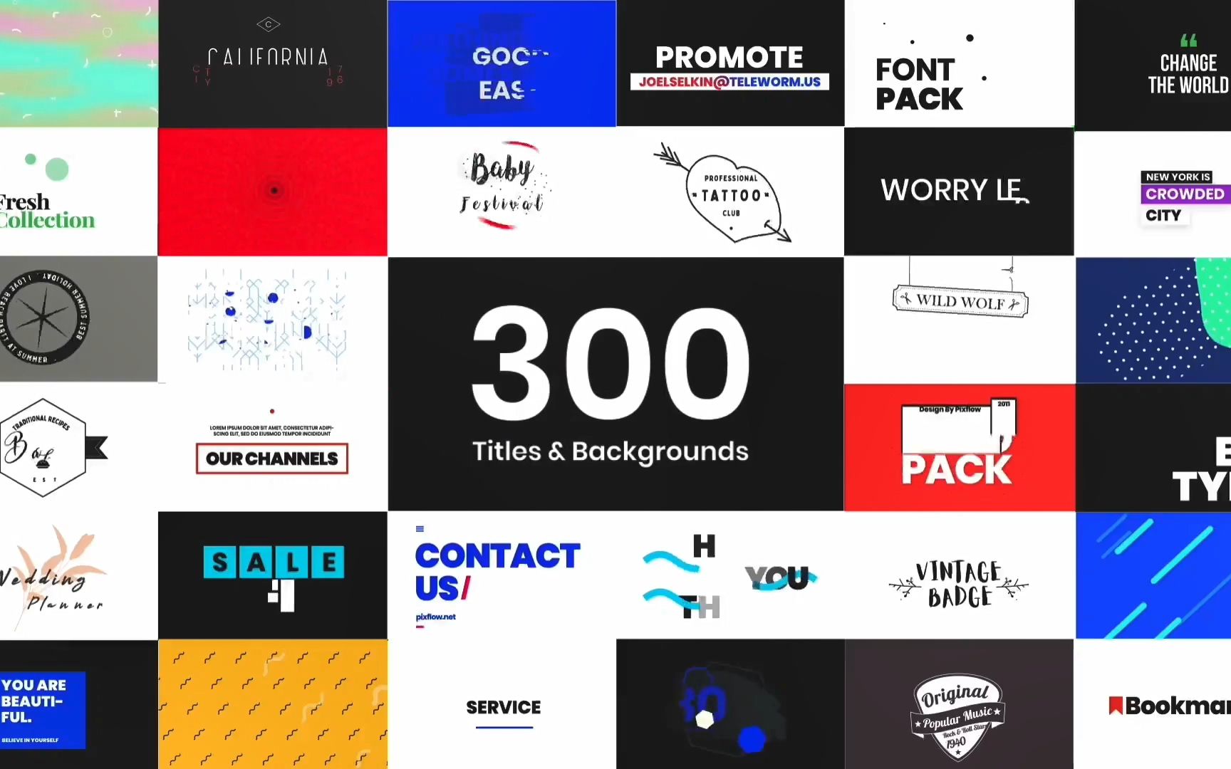 FCPX模板插件-300套包含动态标题动态背景动态图片的模板