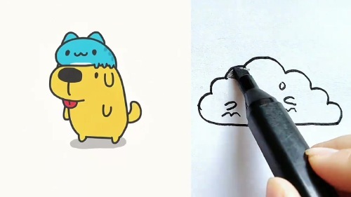 2811. 好可爱的云朵,创意简笔画,少儿创意美术