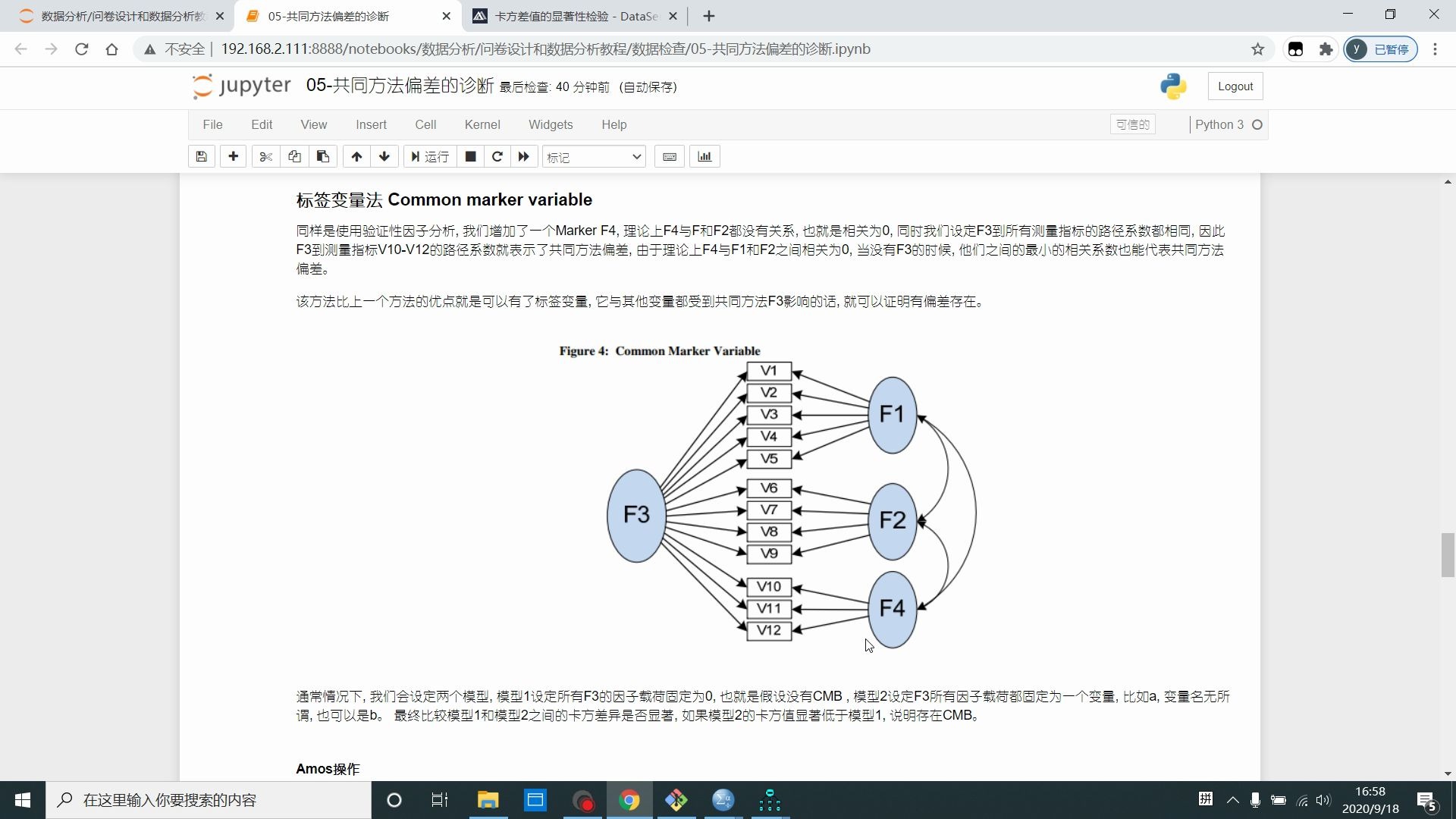 SPSS数据分析-数据检查05-共同方法偏差之3标签变量法marker variable