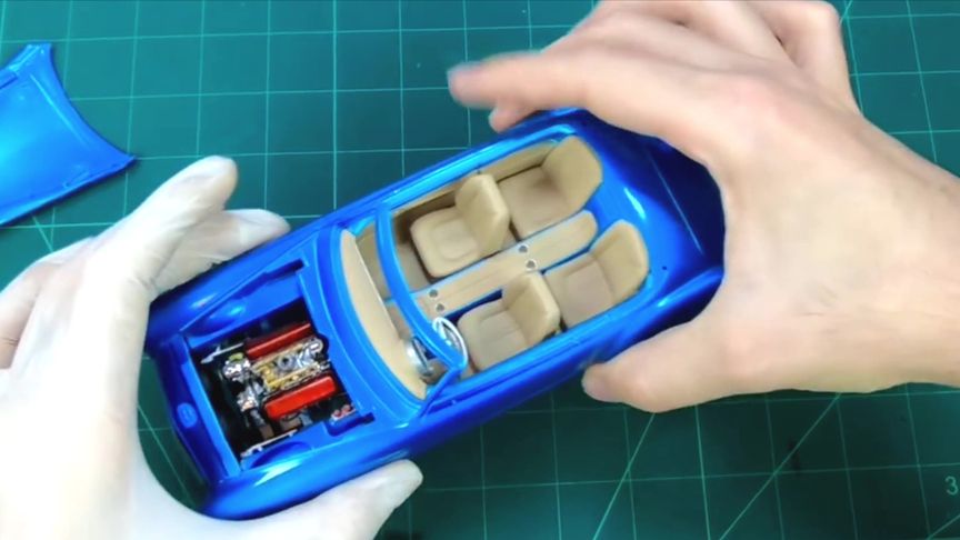 现在还能买到这种拼装汽车模型真不容易,看我如何制作这辆敞篷车