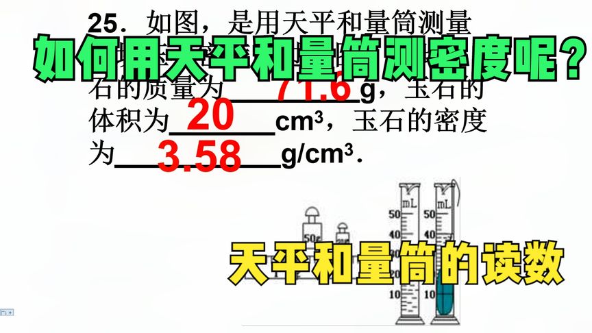 用天平和量筒测量玉石的密度呢?天平和量筒的正确读数?