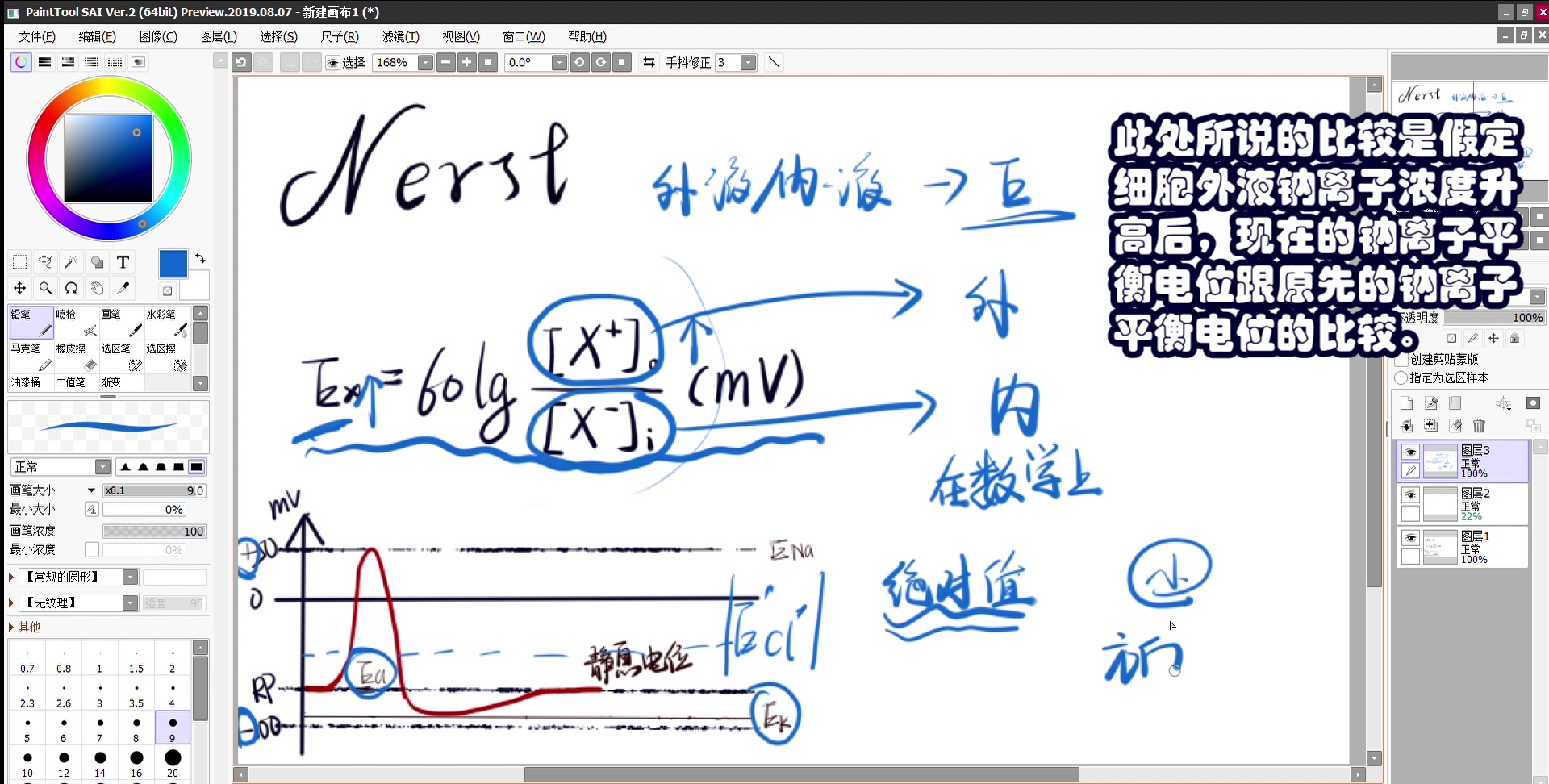 【生理】Nerst方程&平衡电位