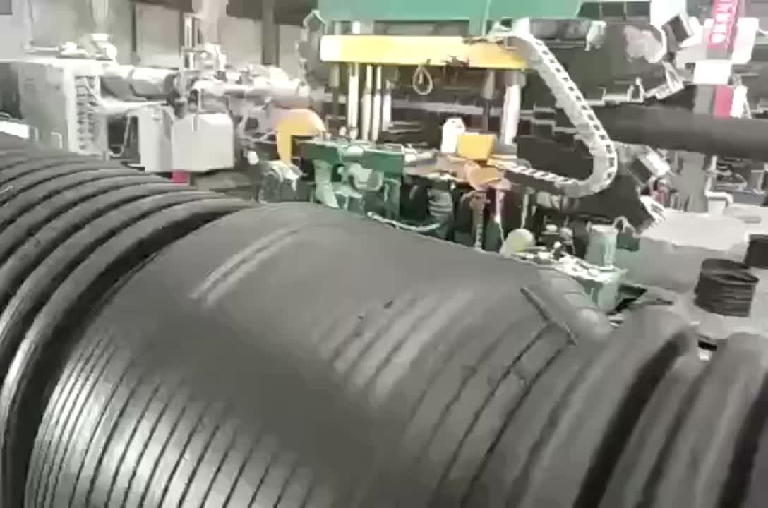 HDPE双壁波纹管生产线,客户工厂稳定生产中!