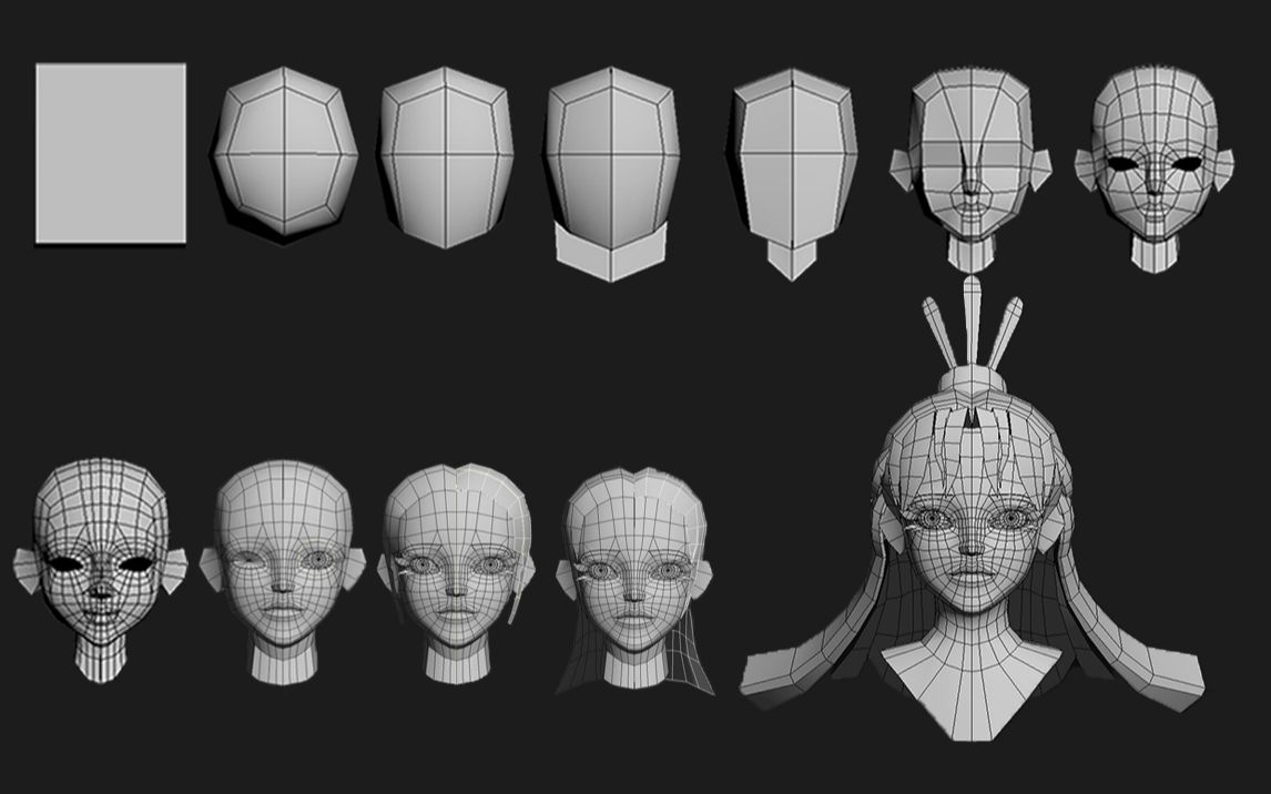 3DMAX人物建模,从零开始讲解 人物头部,眼睛以及头发造型-布线技巧