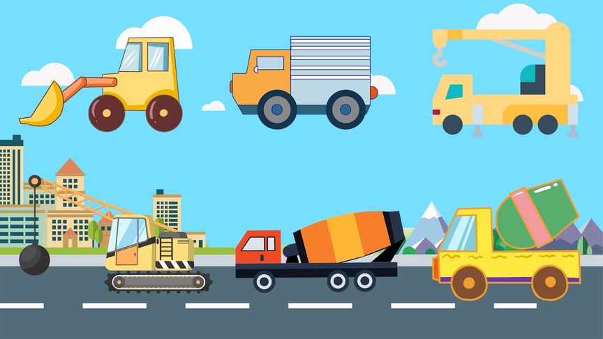 儿童亲子早教,趣味动画,学习认识各种工程车!