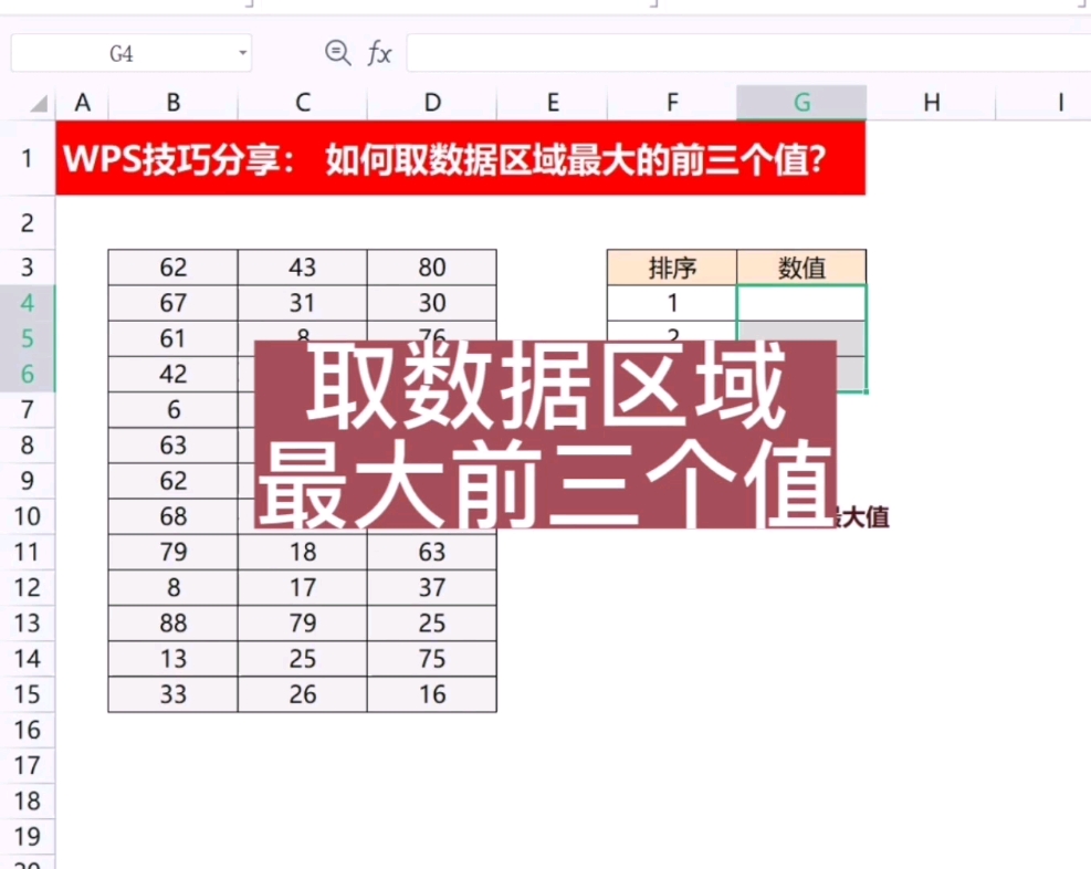 获取数据区域最大的前三个值