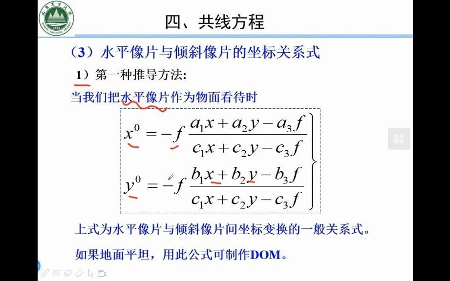 《摄影测量学》第06次课 2.3共线方程2应用2.4像点位移