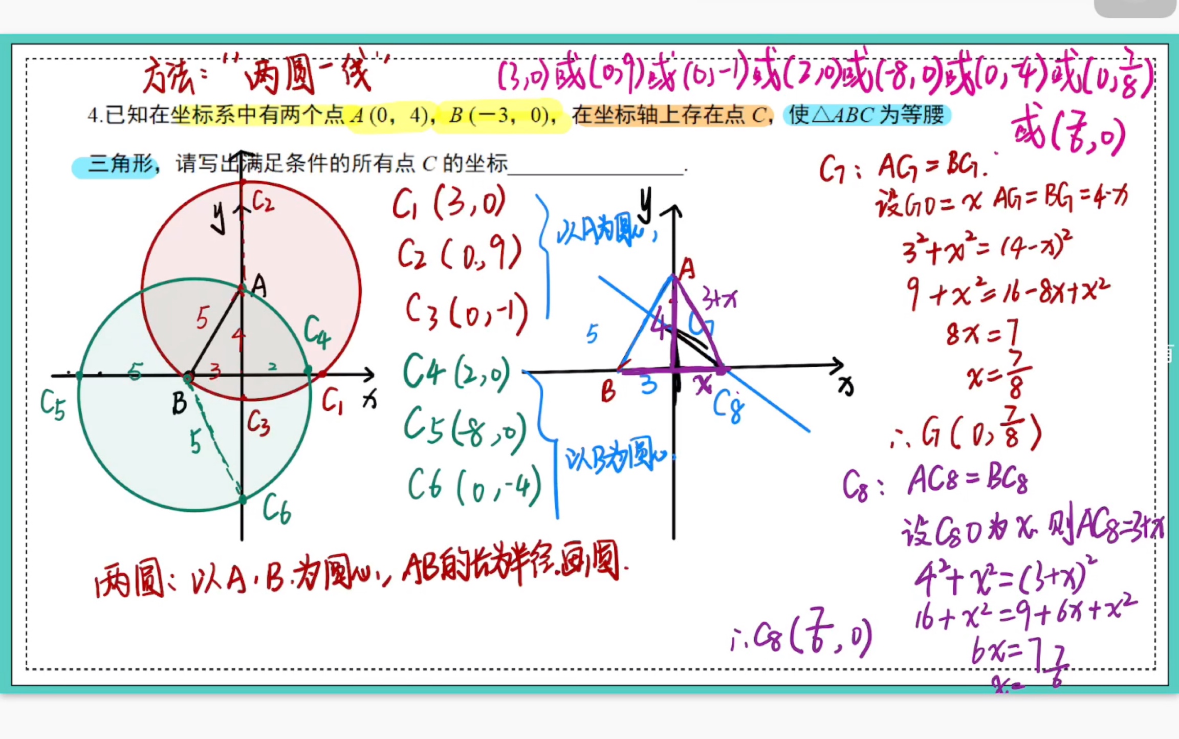 等腰三角形存在性问题例题详解
