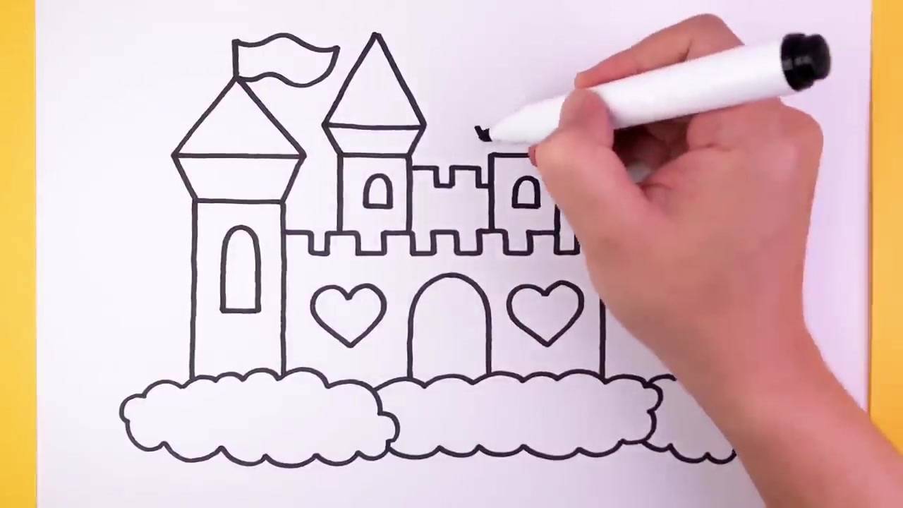 儿童简笔画:教孩子画城堡并涂色