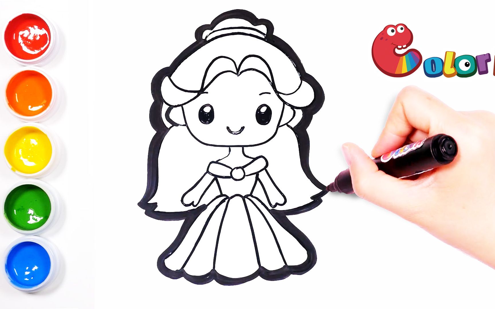 【简笔画】【幻彩简笔画】教你儿童简笔画贝儿公主、玫瑰花、城堡并...