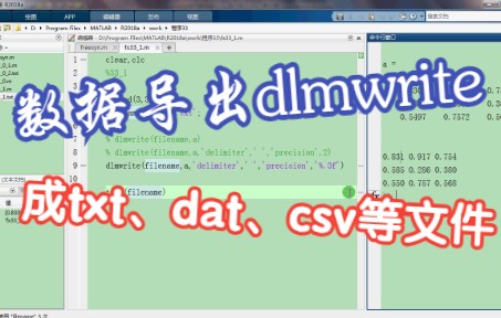 33.1/Matlab把数值型数据导出成txt、dat、csv等格式文件/dlmwrite