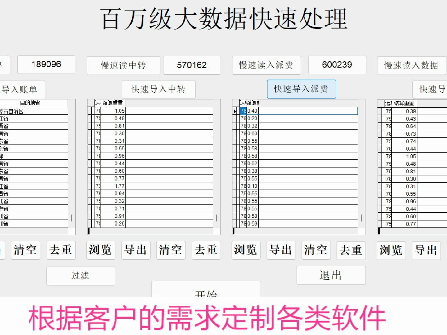 EXCEL大数据自动处理软件,大数据存储软件,软件定制,数据库软件开发...