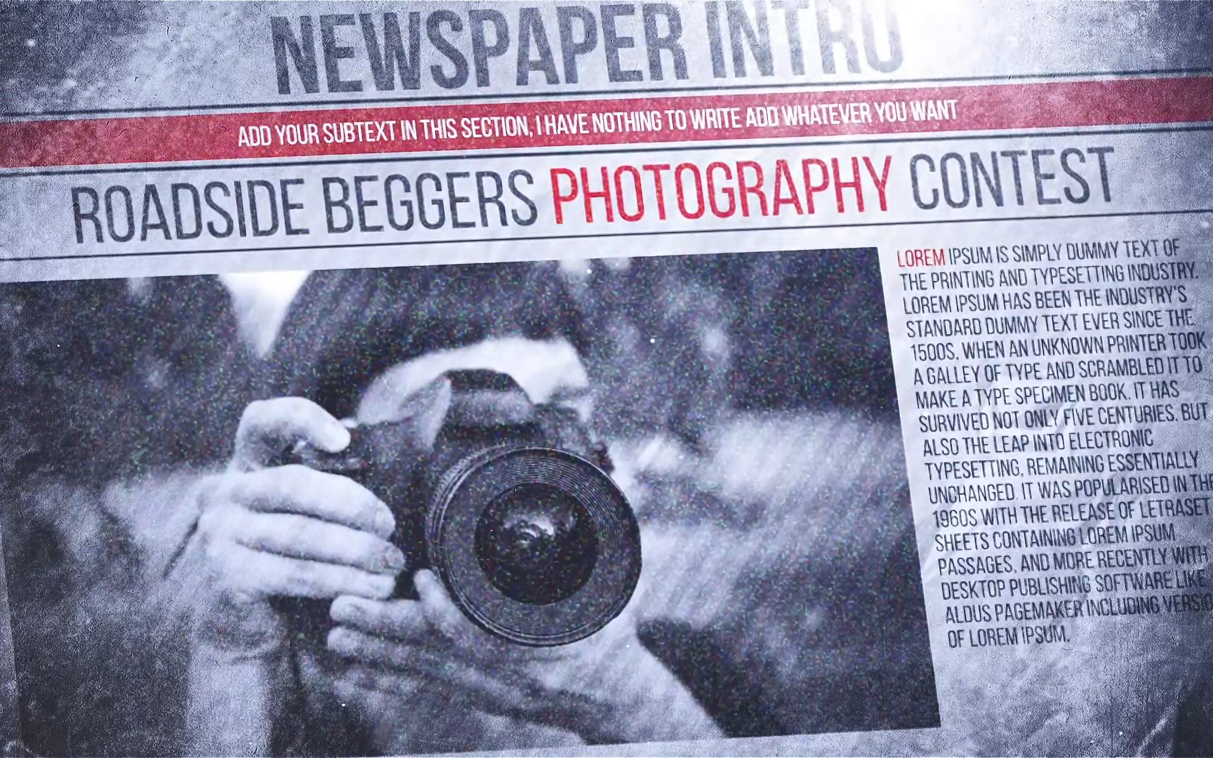 AE模板-图片照片视频转换为报纸特效视频定格帧冻结变旧报纸效果 ...