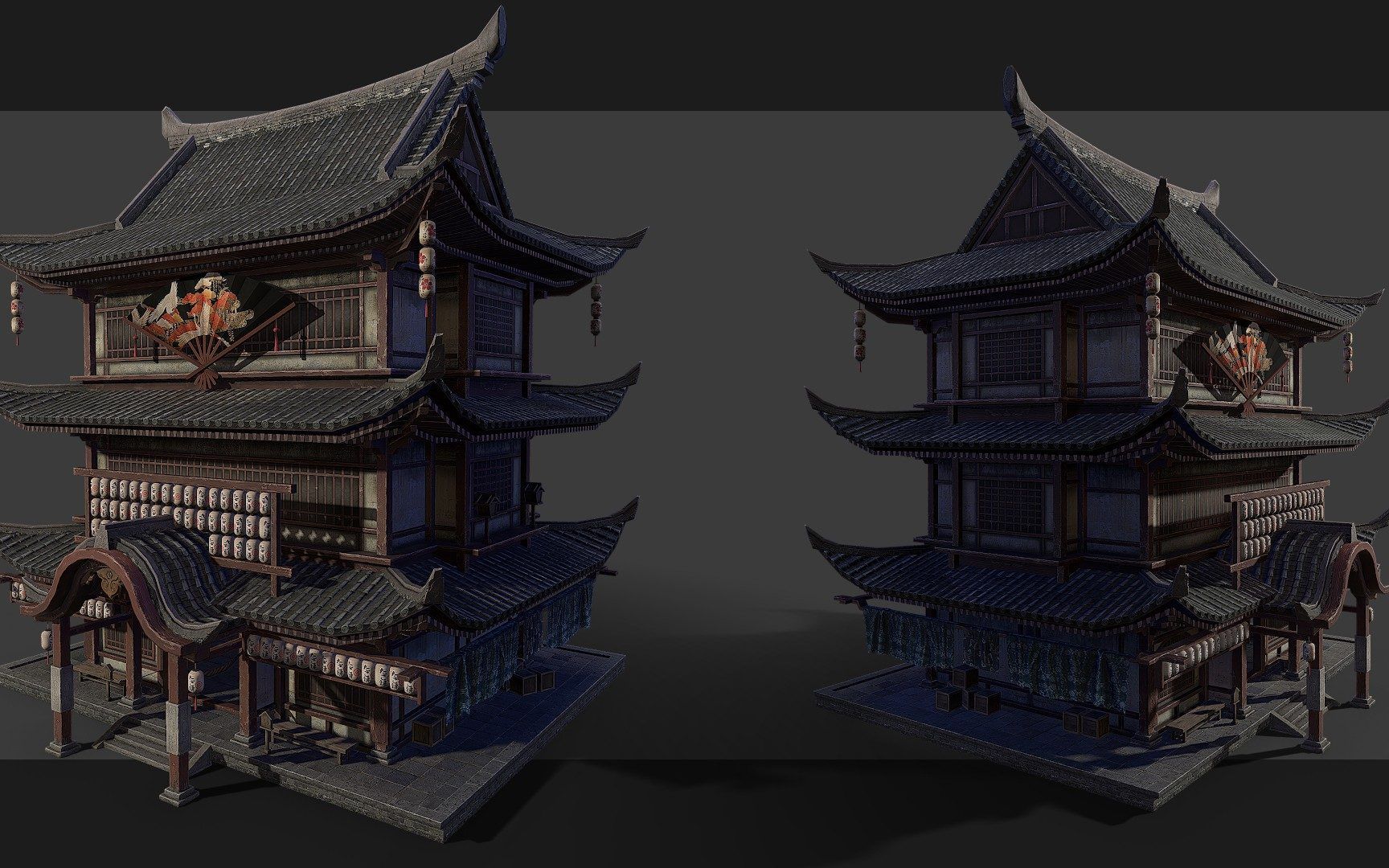 3DSMAX场景建模,简单古建筑场景,零基础建模案例讲解