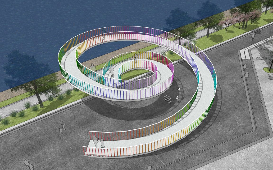 【SketchUp吧】基础操作!坡道+曲线栏杆的SU建模思路