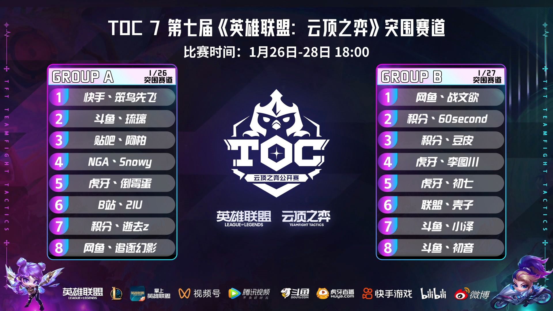 【云顶之弈】TOC7突围赛道分组抽签仪式_电子竞技热门视频