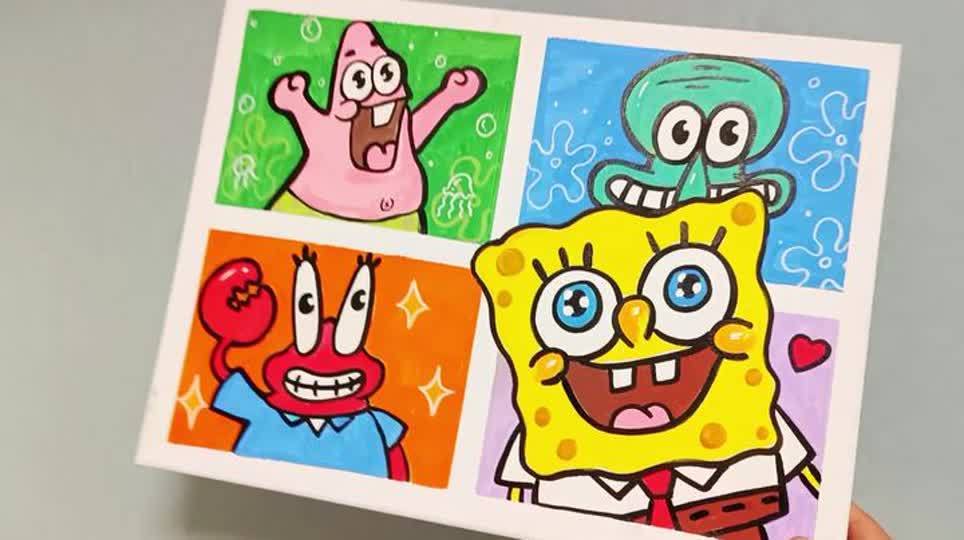 海绵宝宝～ 可爱的海绵宝宝～#画画 #丙烯马克笔 #海绵宝宝绘画 #...