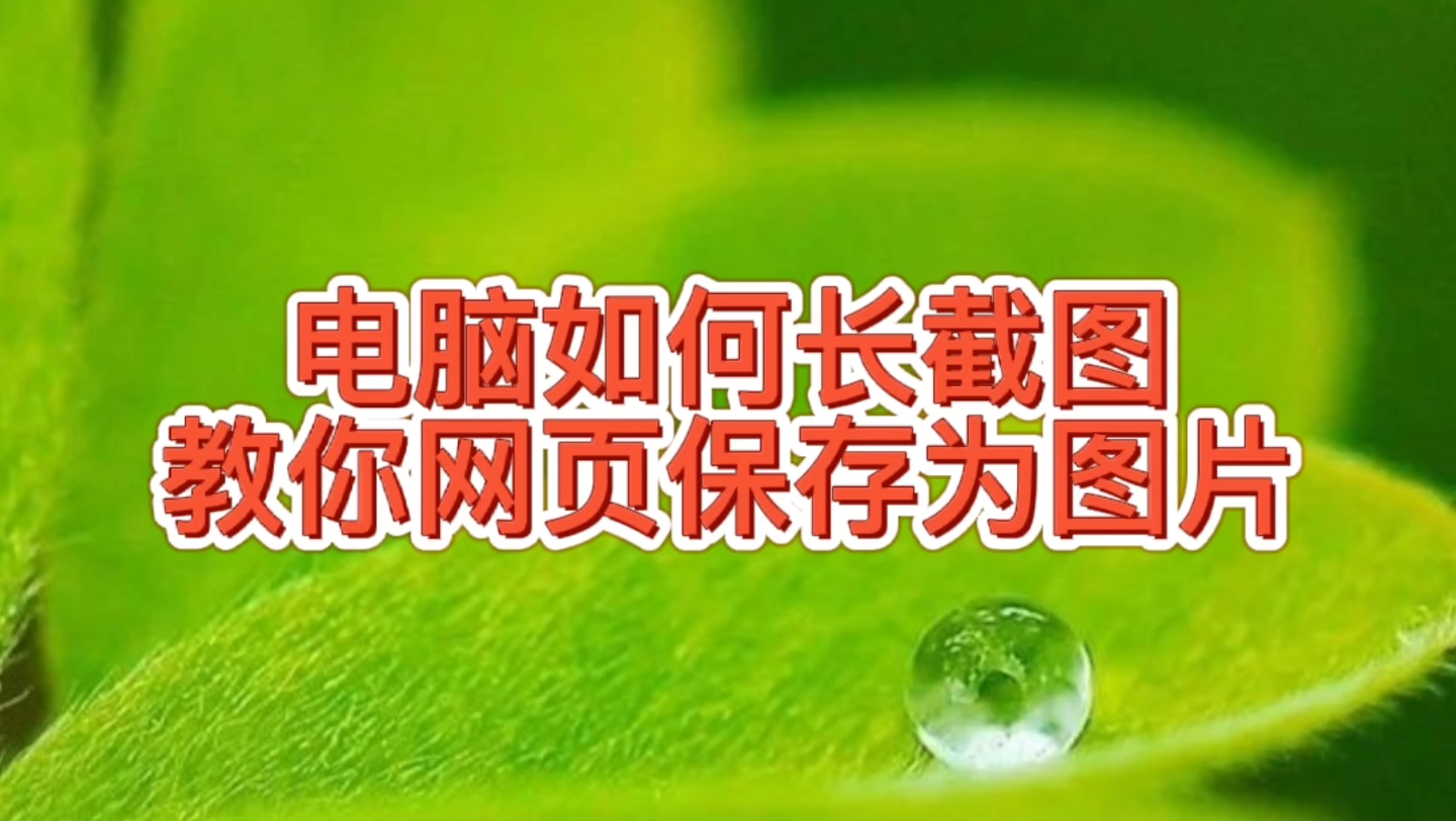 电脑长截图怎么操作,如何把网页保存为图片,资料保存方法很重要
