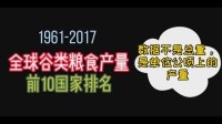 1961-2017全球谷类粮食产量前十国家排名