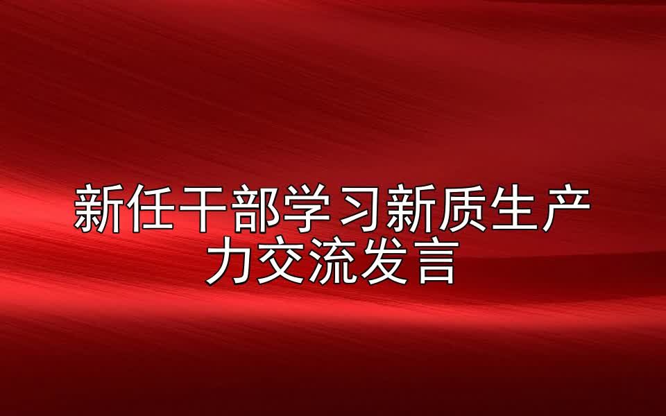 新任干部学习新质生产力交流发言