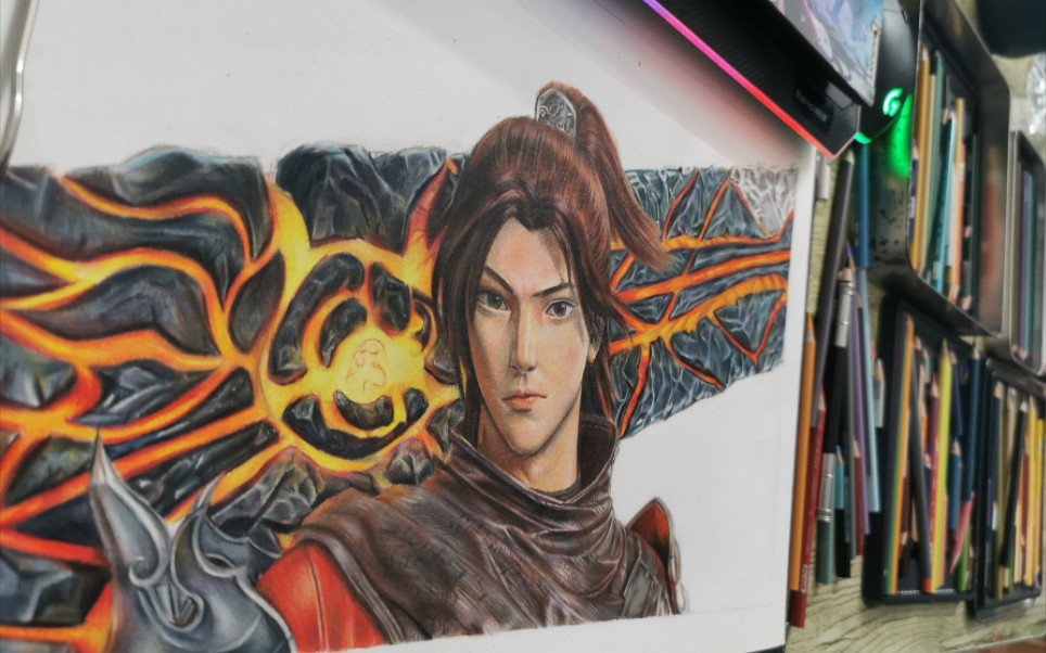 【斗破苍穹】萧炎-22小时彩铅绘画过程视频