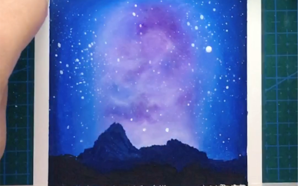 油画棒|唯美星空油画棒画风景画教程,简单又治愈油画棒画
