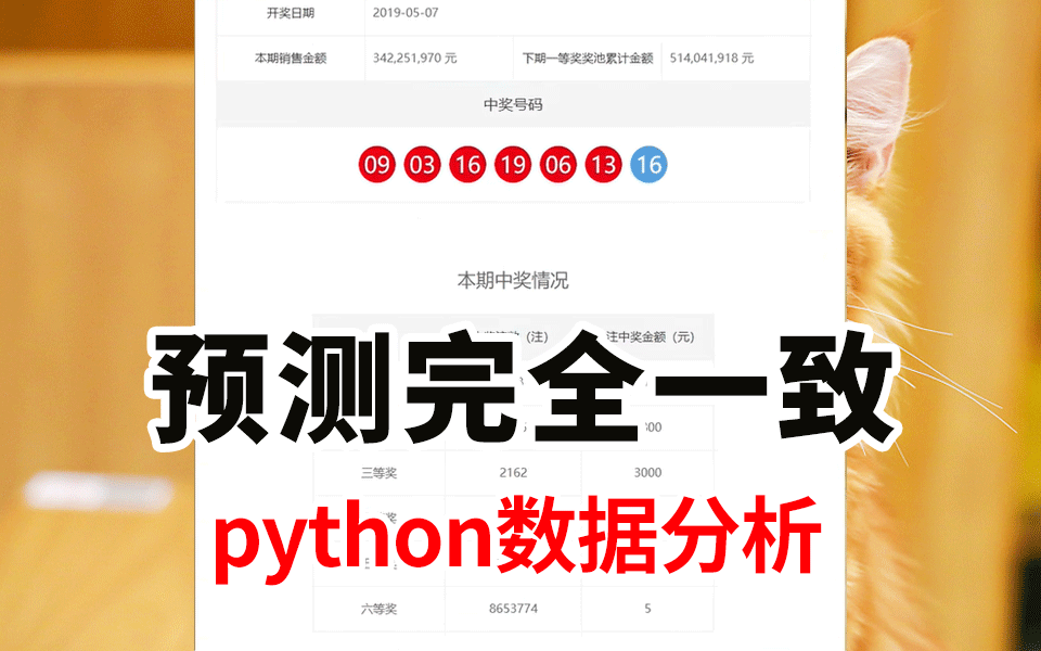 【Python数据分析】网友用Python数据分析预测出彩票号码。上百彩民...