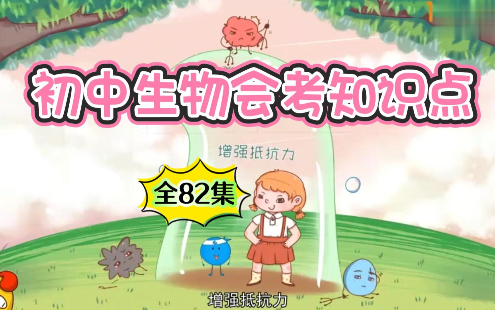 【全82集】初中生物知识视频合集,中考复习,会考复习必备动画知识!...