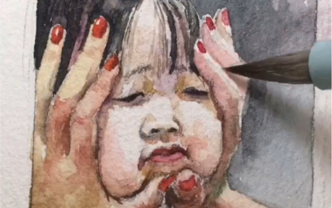 水彩表情包作画步骤 50×50cm迷你小画,好玩 哈哈