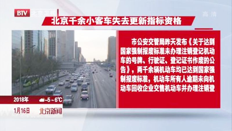 北京千余小客车失去更新指标资格