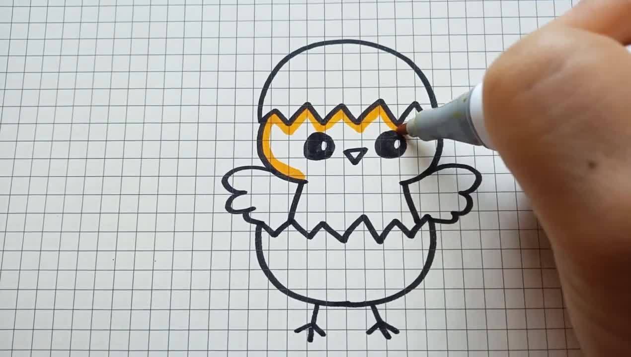 这样子的小鸡,谁看了都会画,亲子简笔画教学!