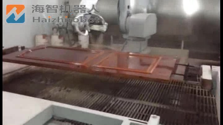 门板喷涂机器人视频 木制品喷漆机械手 家具喷漆机器人视频案例 自动...