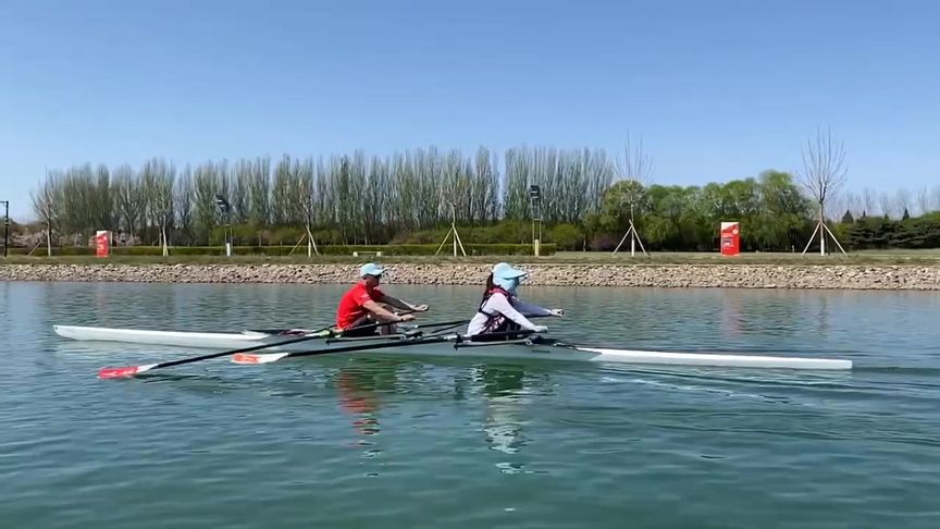 #顺义奥林匹克水上,人大赛艇队训练之双人双桨技术划16k…