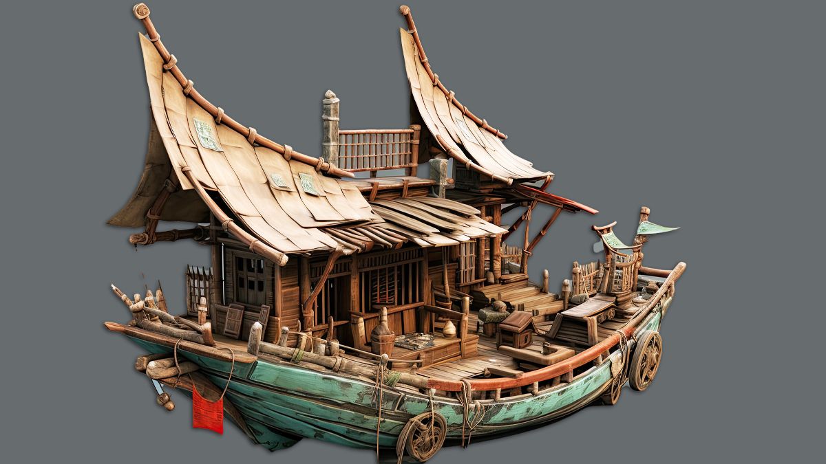 【Maya建模】风格化木船模型制作,场景建模思路技巧讲解