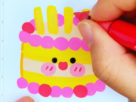 挑战画100个可爱简笔画!今天画个蛋糕!超简单!