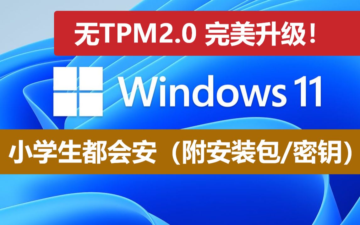 【B站最简单的Windows11升级教程】仅3步!附安装包和密钥 无TPM...