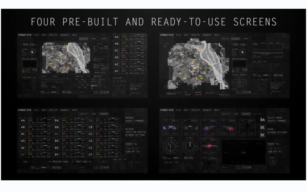 高科技HUD军事科技地图UI界面动画元素AE模板