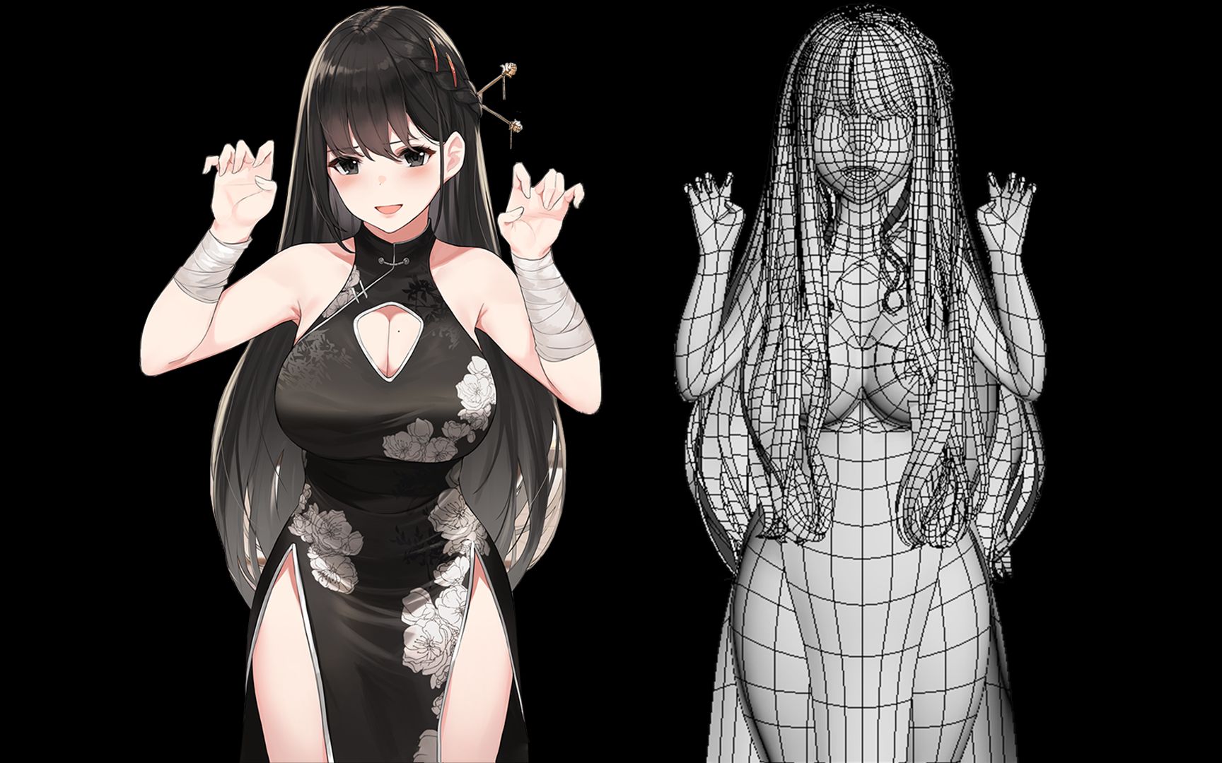 旗袍女神!能让你鼻血直流的旗袍女神布线教学!3dmax人物建模