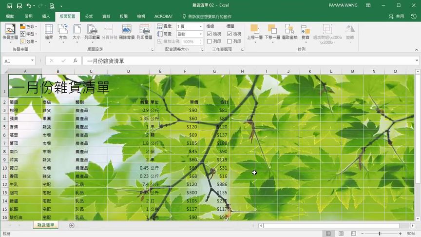 Excel 基础教学 02:表格設計 & 自动加总