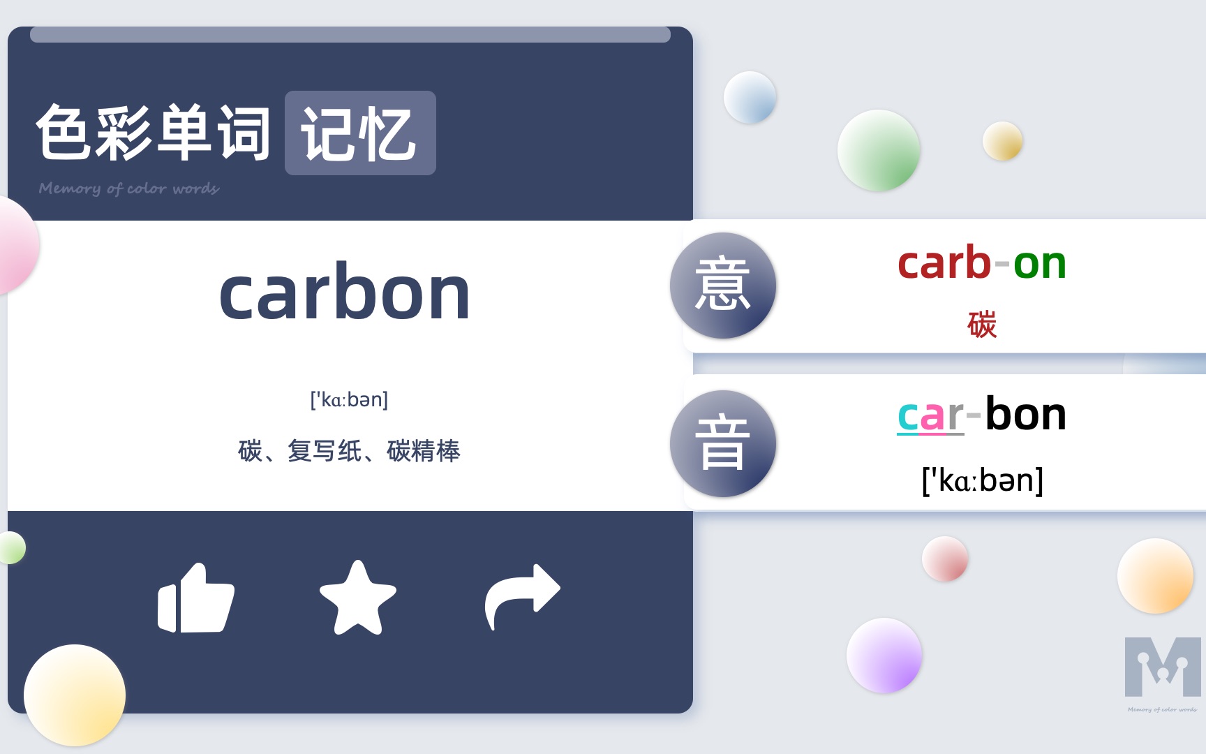 色彩单词记忆-carbon-自然拼读词根词缀-高中四级六级单词