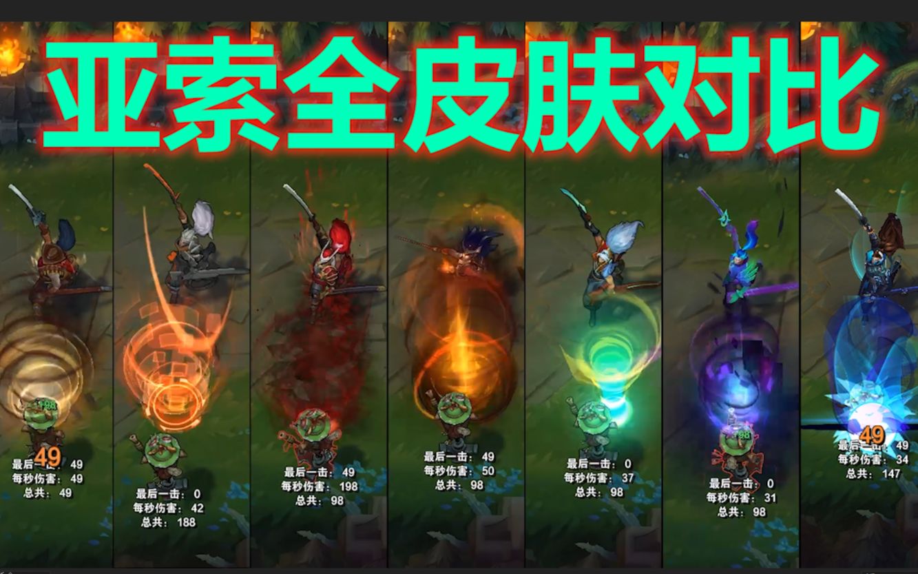 【皮肤对比】疾风剑豪 亚索全8款皮肤横向对比!(史上最全)
