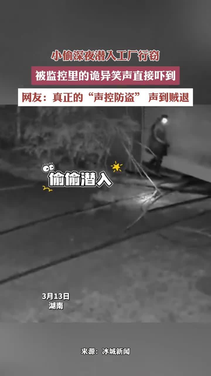 小偷深夜潜入工厂行窃,不料被监控里的诡异笑声直接吓到。