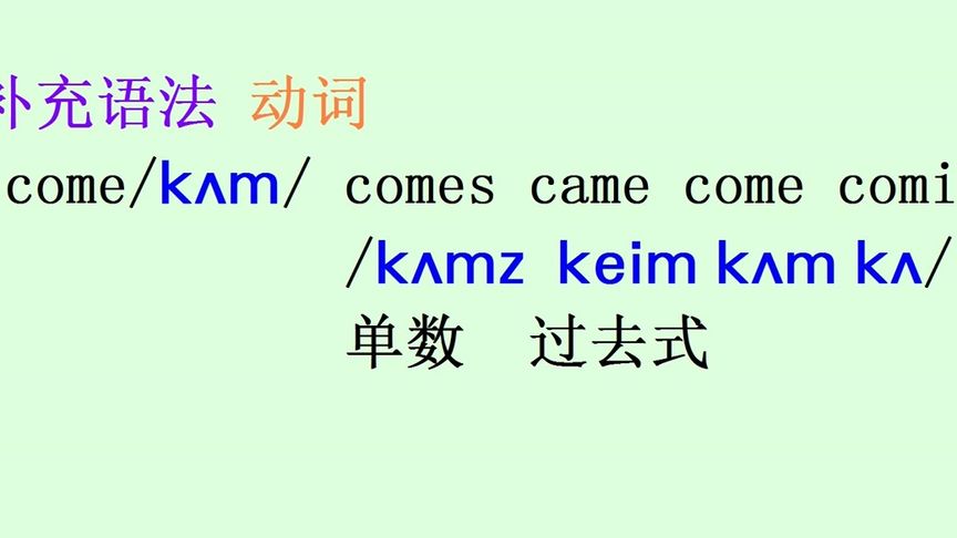 英语动词语法速成:用come来举例,学会用动词5个读音的形式造句