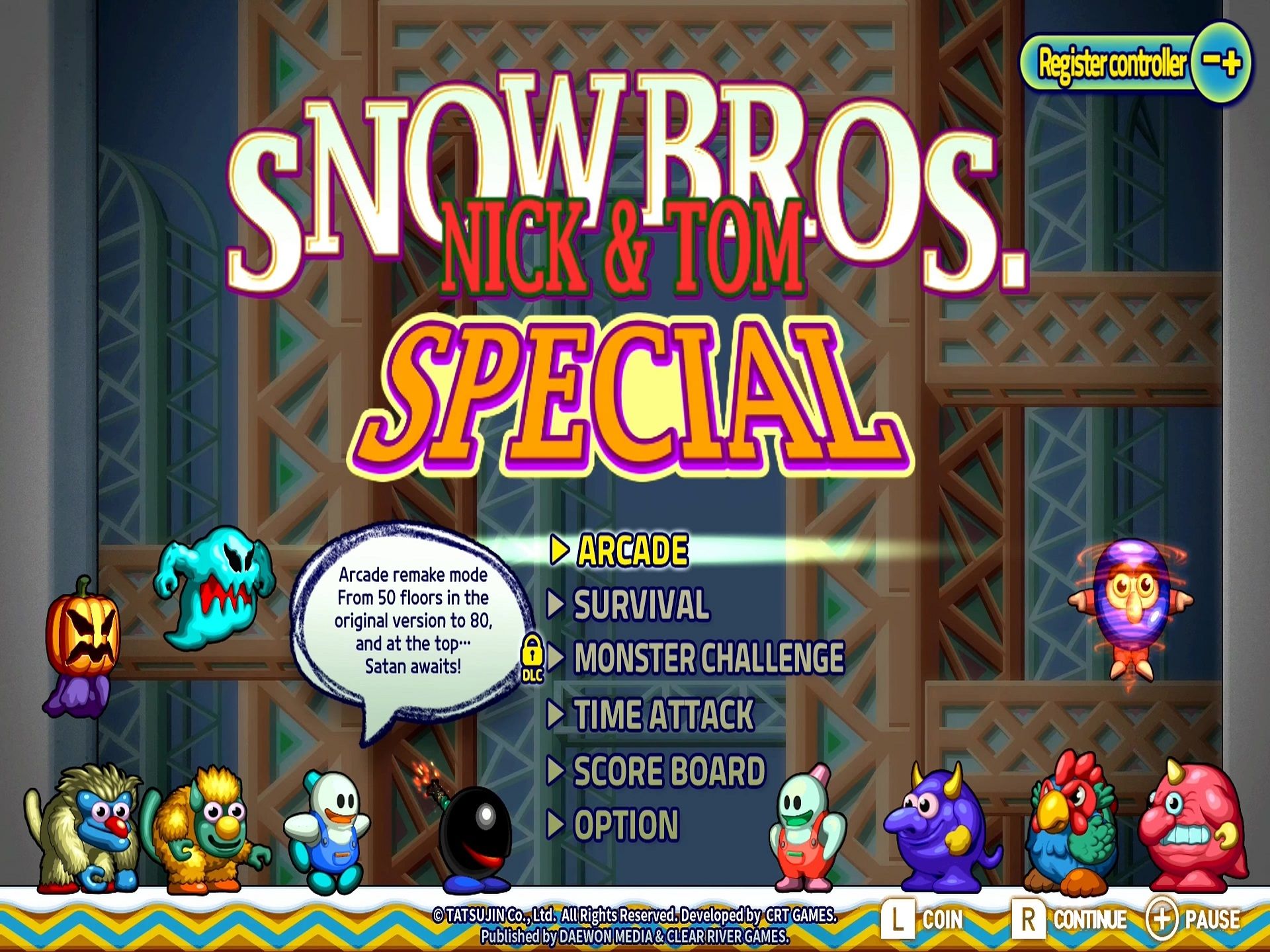 NS游戏:SWITCH 重制版 雪人兄弟 双人街机模式通关