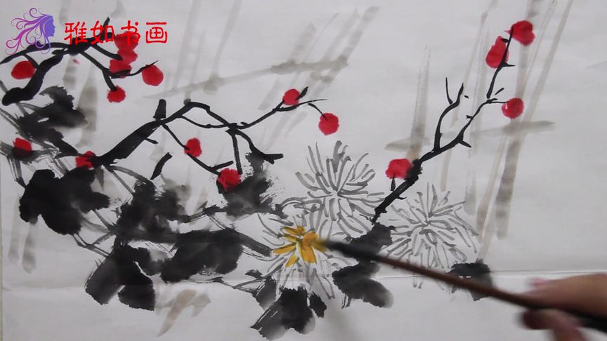 国画菊花分解教程,简单易学,步骤清晰,讲解同步太漂亮了