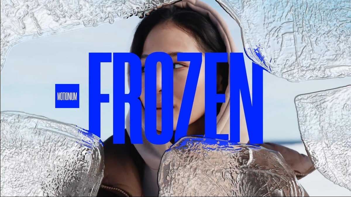 AE模板:创意逼真玻璃美学冬季电影氛围结冰裂痕透明视频叠加转场...